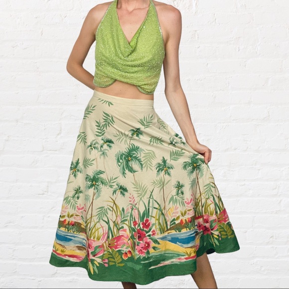 Vintage | Skirts | Vintage Napa Valley Colorful Tropical Island Theme ...